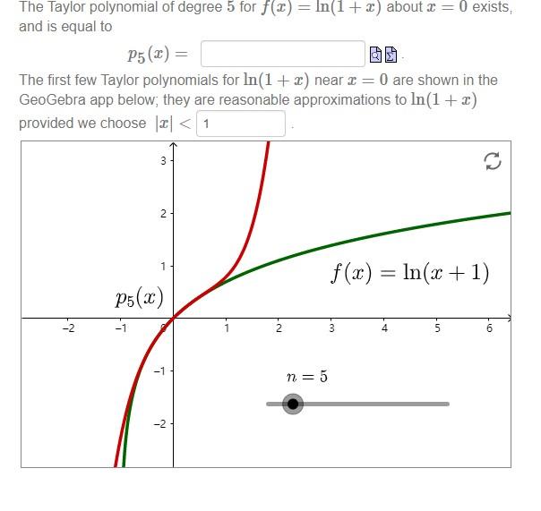 Solved The Taylor polynomial of degree 5 for f(x) = ln(1 + | Chegg.com