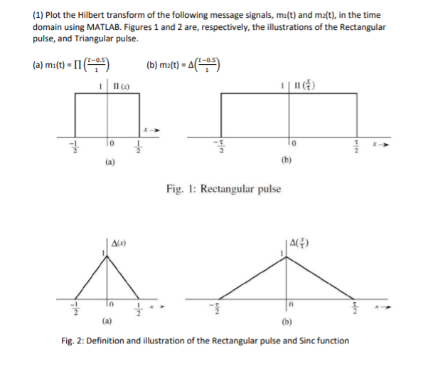 Solved (1) Plot the Hilbert transform of the following | Chegg.com