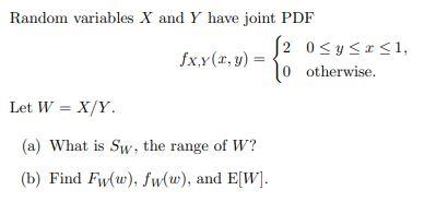 Solved Random variables X and Y have joint PDF (2 0 | Chegg.com
