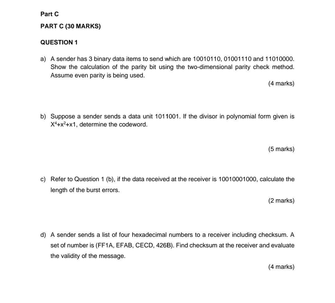 Solved Part C PART C (30 MARKS) QUESTION 1 a) A sender has 3 | Chegg.com Solved Part C PART C (30 MARKS) QUESTION 1 a) A sender has 3 | Chegg.com