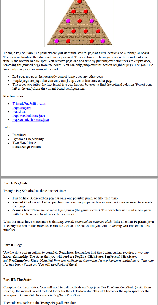 Triangle Pe Solitaire is a game where you start with | Chegg.com