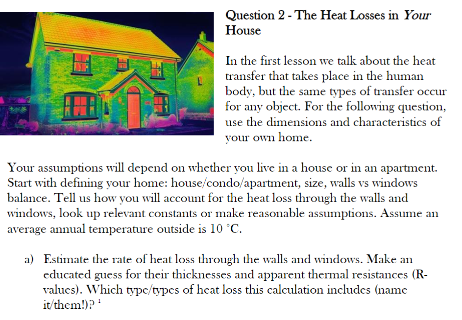 Solved Question 2 - The Heat Losses in Your House In the | Chegg.com
