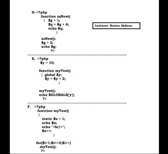 Solved Question: Check the following pieces of code and then | Chegg.com