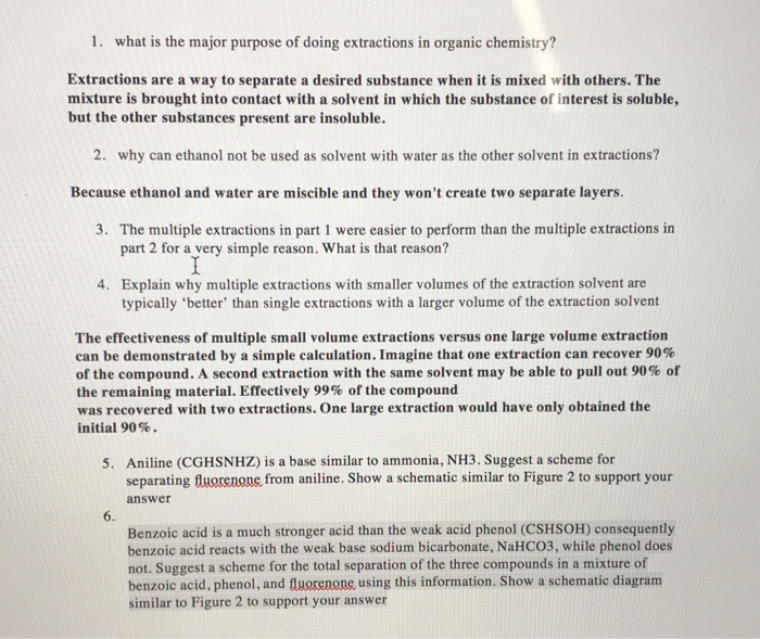 Solved 1. what is the major purpose of doing extractions in | Chegg.com
