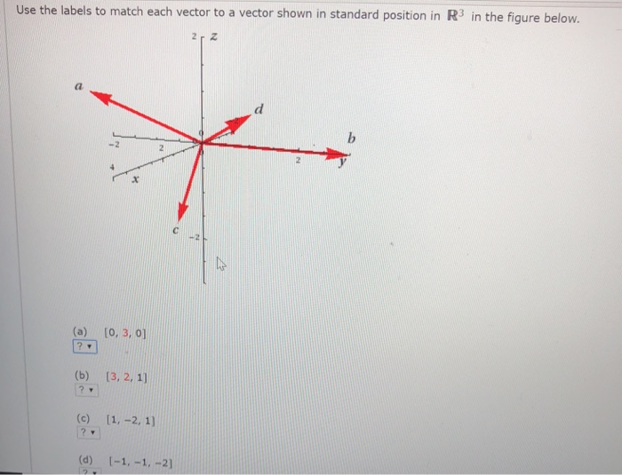 Solved Use the labels to match each vector to a vector shown | Chegg.com