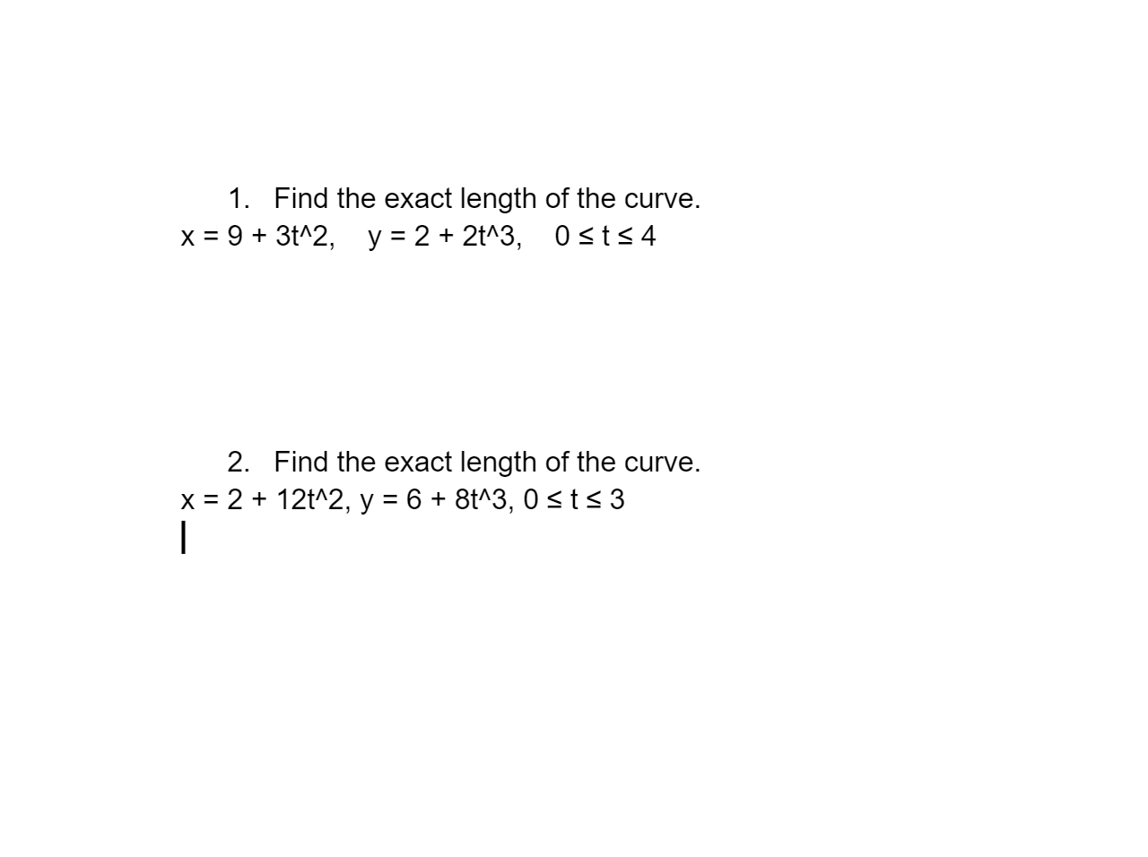 Solved 1. Find the exact length of the curve. | Chegg.com