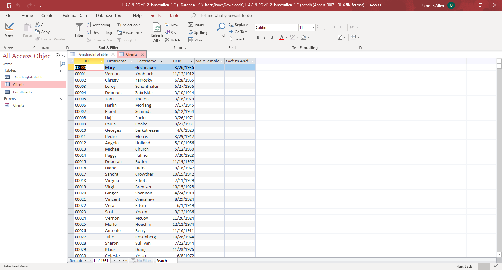 Illustrated Access 2019 | Module 1: End of Module | Chegg.com