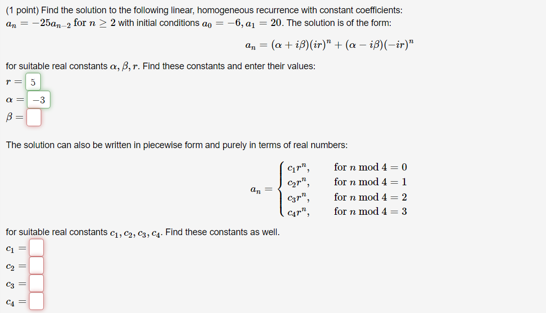 Solved (1 point) Find the solution to the following linear, | Chegg.com