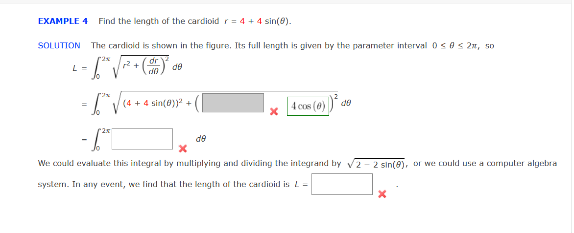Solved EXAMPLE 4 Find the length of the cardioid | Chegg.com
