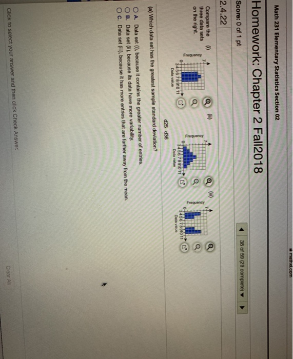 Solved Math 231 Elementary Statistics Section 02 Homework: | Chegg.com