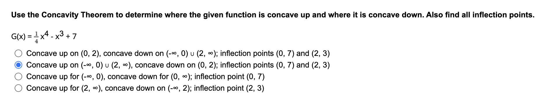 Solved Use the Concavity Theorem to determine where the | Chegg.com