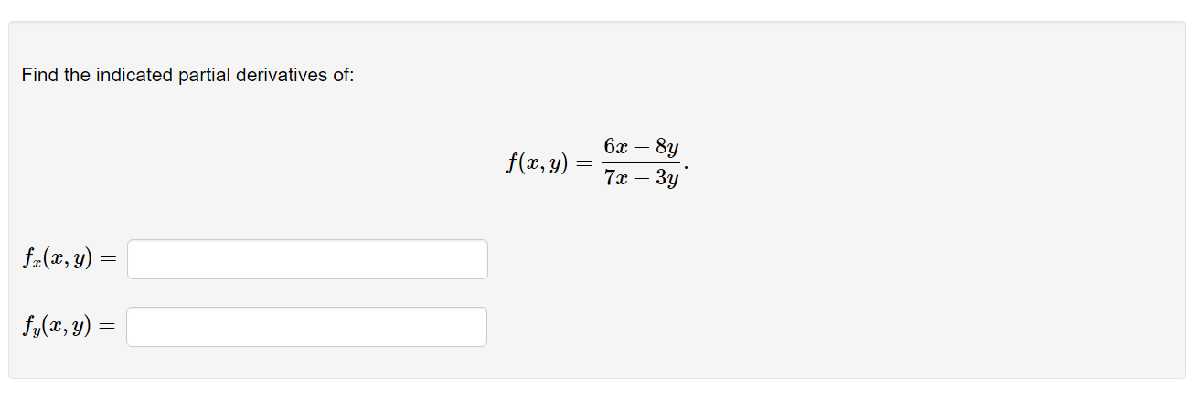 Solved Find the indicated partial derivatives of: | Chegg.com