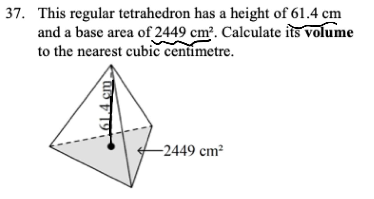 Solved 7. This regular tetrahedron has a height of 61.4 cm | Chegg.com