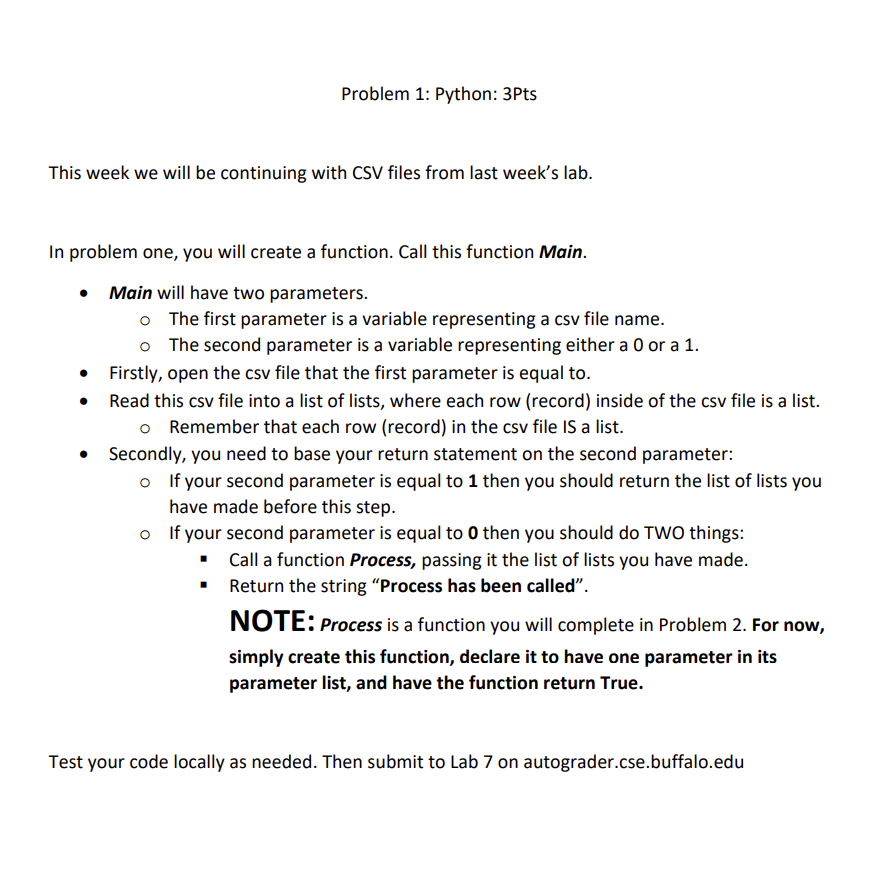 Solved This week we will be continuing with CSV files from | Chegg.com