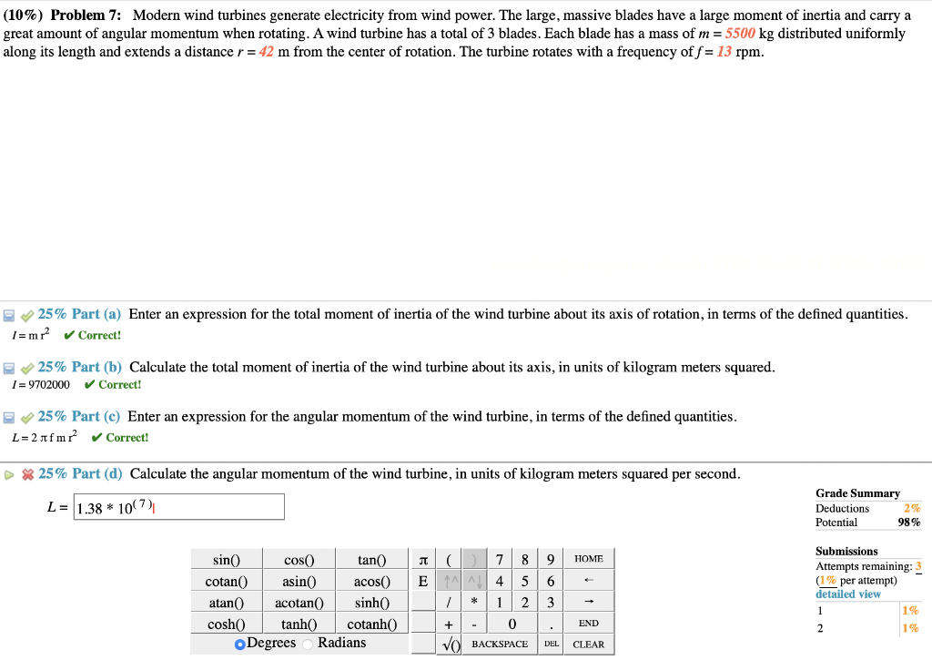 Solved (10\%) Problem 7: Modern wind turbines generate | Chegg.com