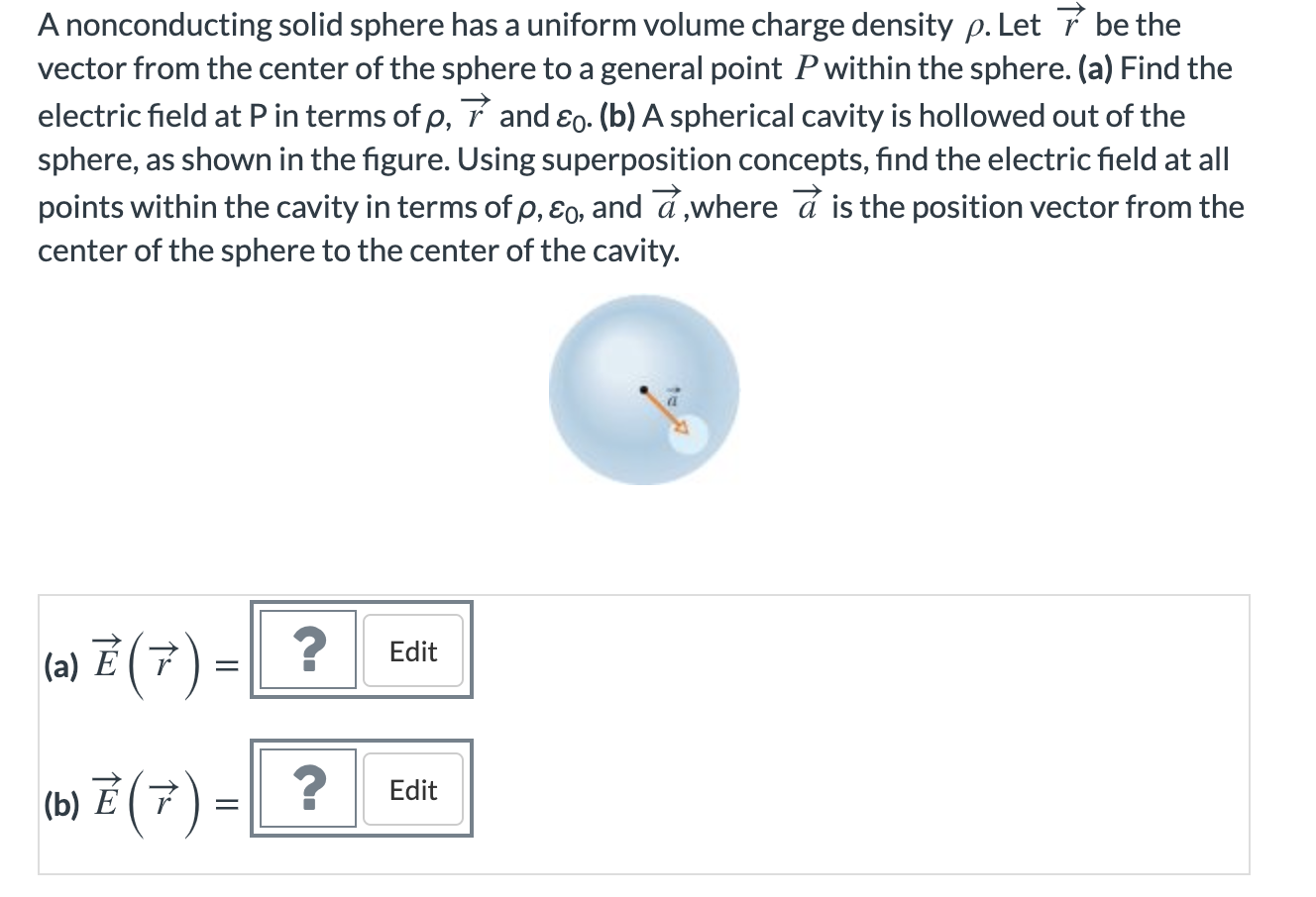 Solved A nonconducting solid sphere has a uniform volume | Chegg.com