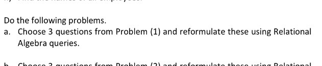 Solved sql queries and relational algebra queries. using the | Chegg.com