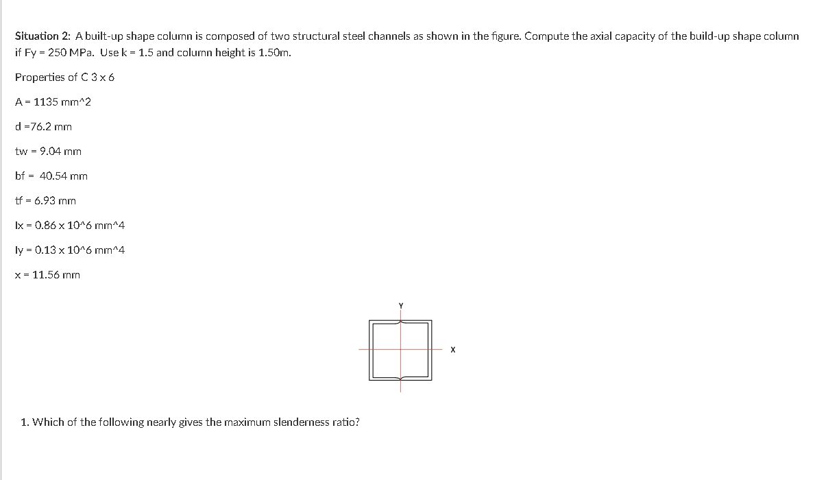 Solved Situation 2: A built-up shape column is composed of | Chegg.com
