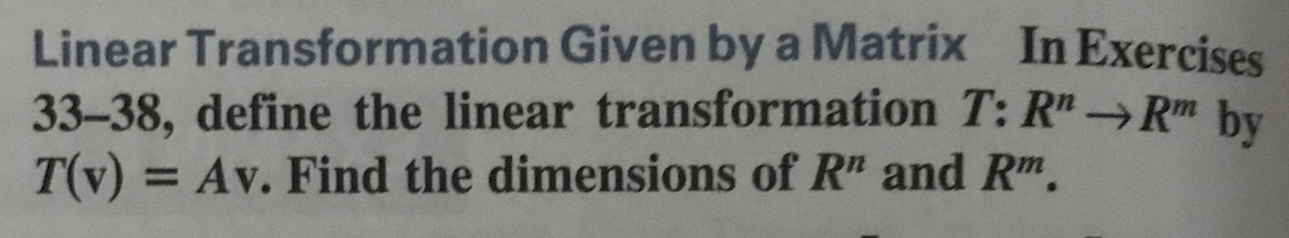 Solved Linear Transformation Given by a Matrix In Exercises | Chegg.com