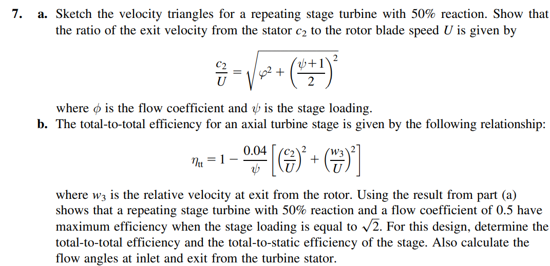 Solved 7. a. Sketch the velocity triangles for a repeating | Chegg.com