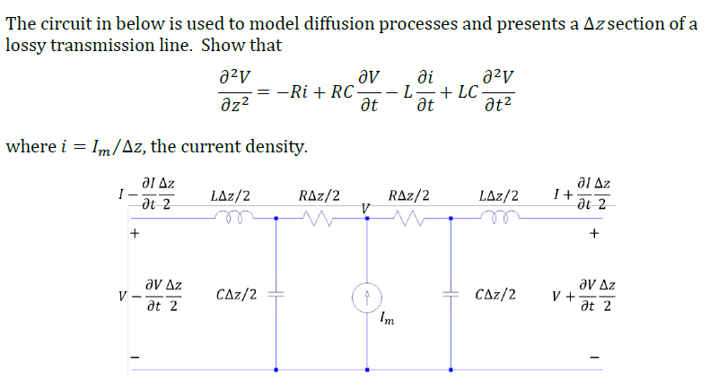 Solved The circuit in below is used to model diffusion | Chegg.com