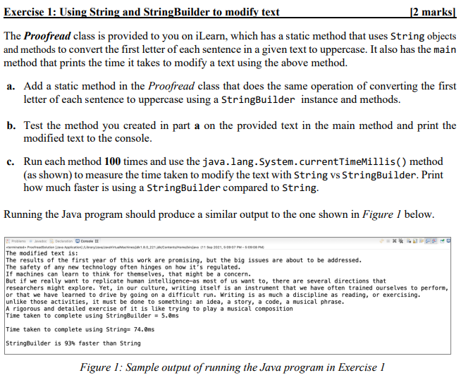 Solved Exercise 1: Using String and StringBuilder to modify | Chegg.com