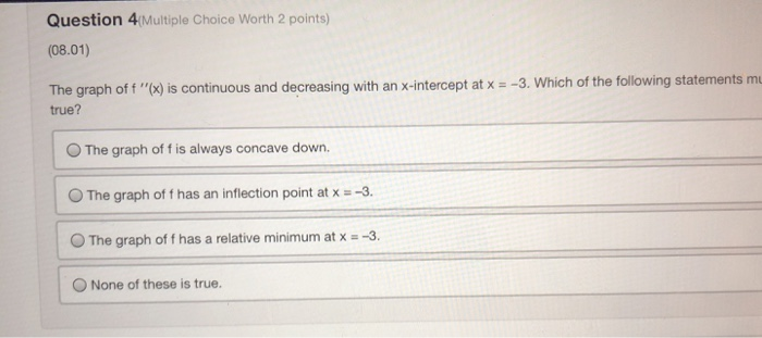 Solved Question 4(Multiple Choice Worth 2 points) (08.01) | Chegg.com