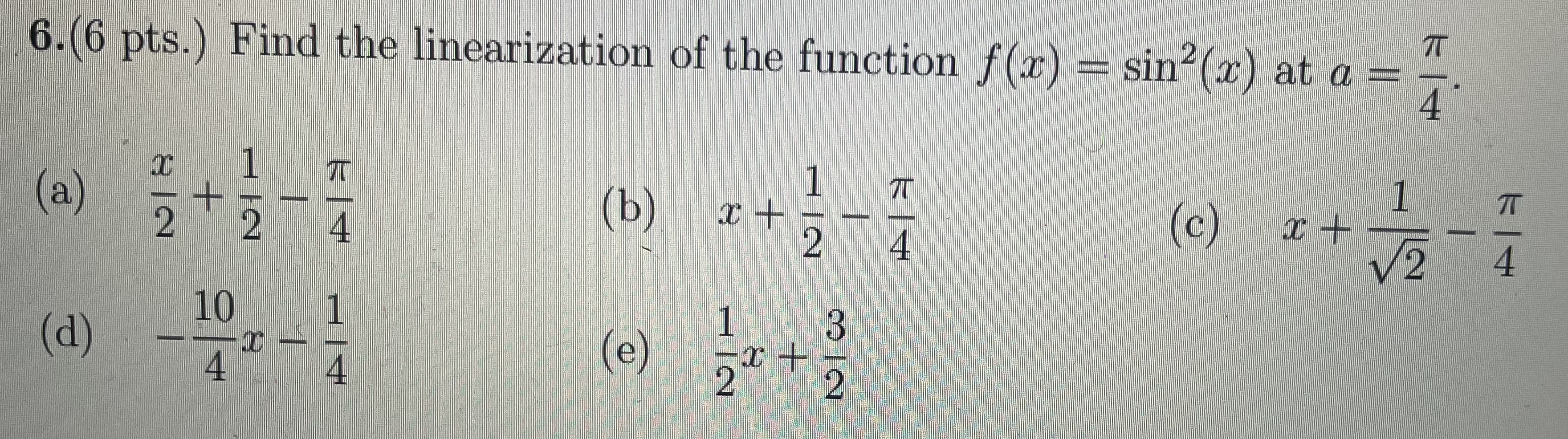 Solved 5.(6 pts.) Use linear approximation of f(x)=3x at | Chegg.com