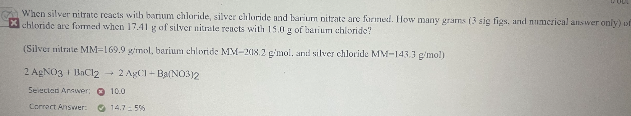 Solved When silver nitrate reacts with barium chloride, | Chegg.com