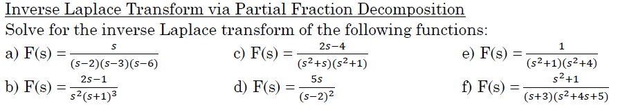 Solved 1 Inverse Laplace Transform via Partial Fraction | Chegg.com