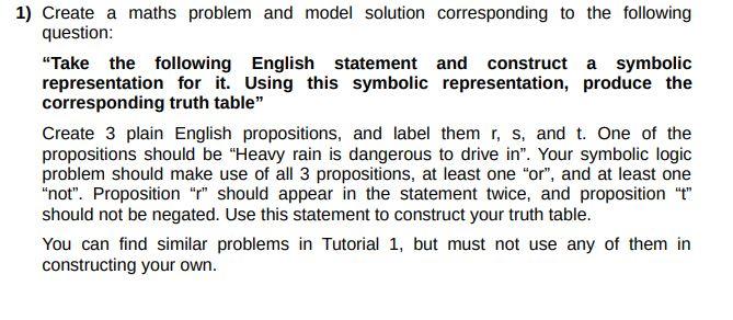 Solved 1) Create a maths problem and model solution | Chegg.com