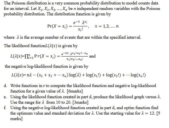 Solved The Poisson distribution is a very common probability | Chegg.com