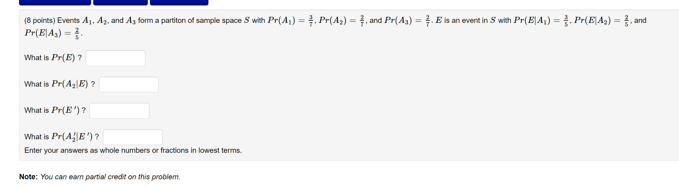 Solved (8 points) Events A1, A2, and A3 form a partiton of | Chegg.com
