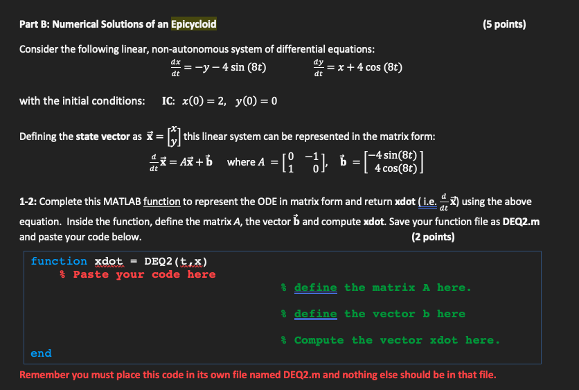Solved Part B: Numerical Solutions of an Epicycloid (5 | Chegg.com