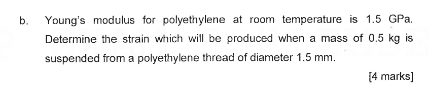 Solved Young's modulus for polyethylene at room temperature | Chegg.com