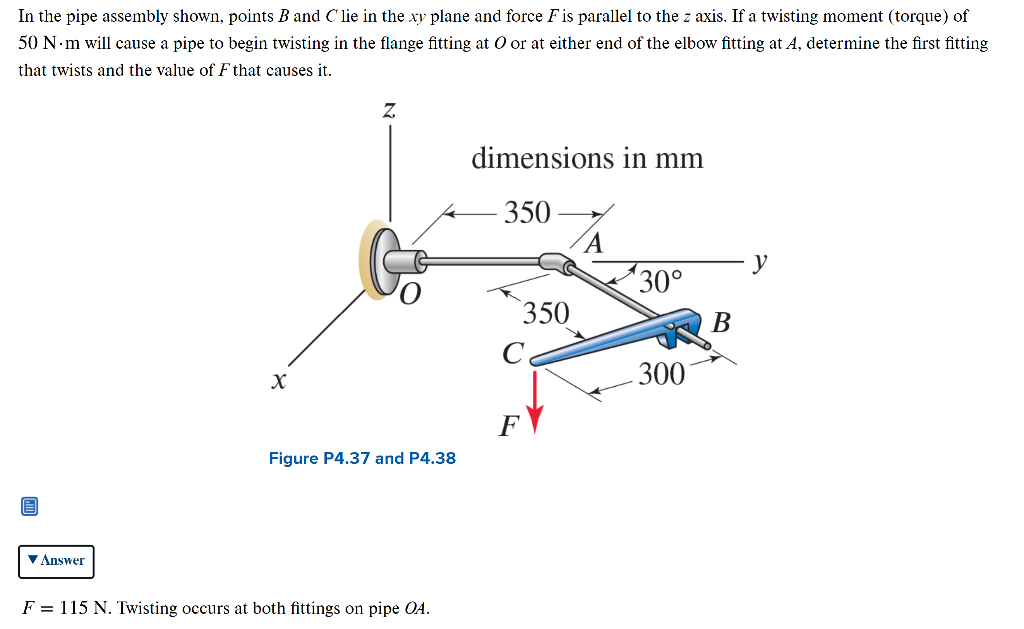 Solved In the pipe assembly shown, points B and C lie in the | Chegg.com