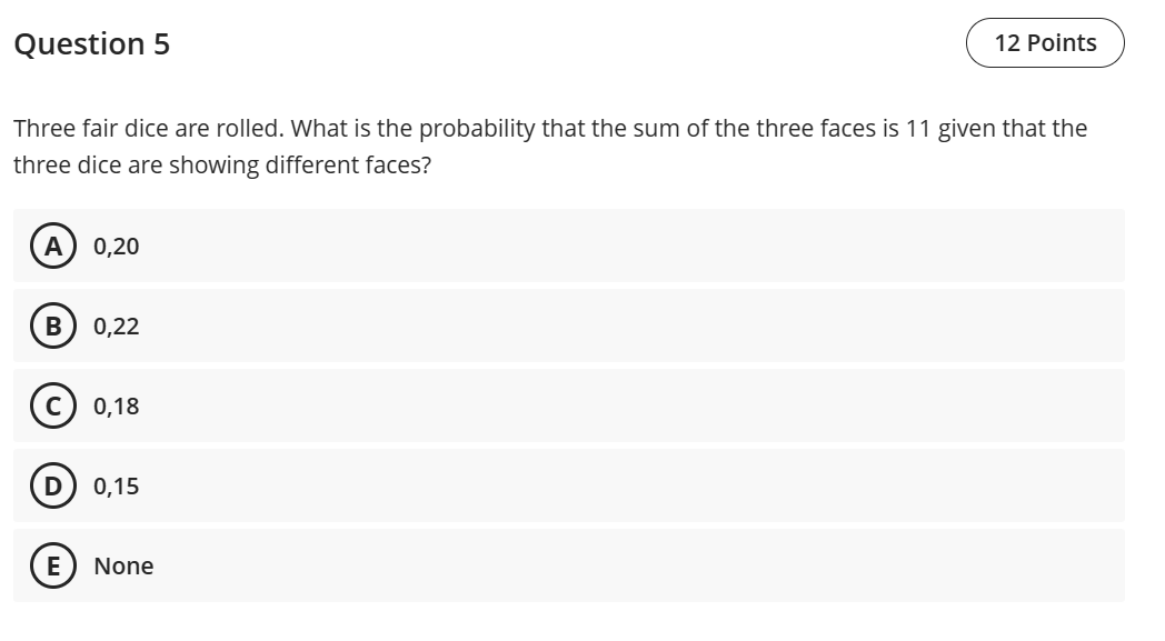 Solved Three fair dice are rolled. What is the probability | Chegg.com