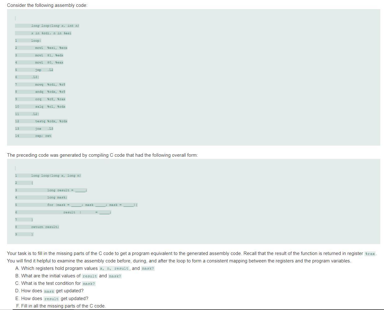 Solved Consider the following assembly code: The preceding | Chegg.com