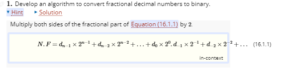 Solved 1. Develop an algorithm to convert fractional decimal | Chegg.com