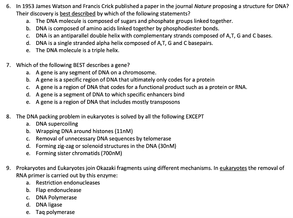 Solved 6. In 1953 James Watson and Francis Crick published a | Chegg.com