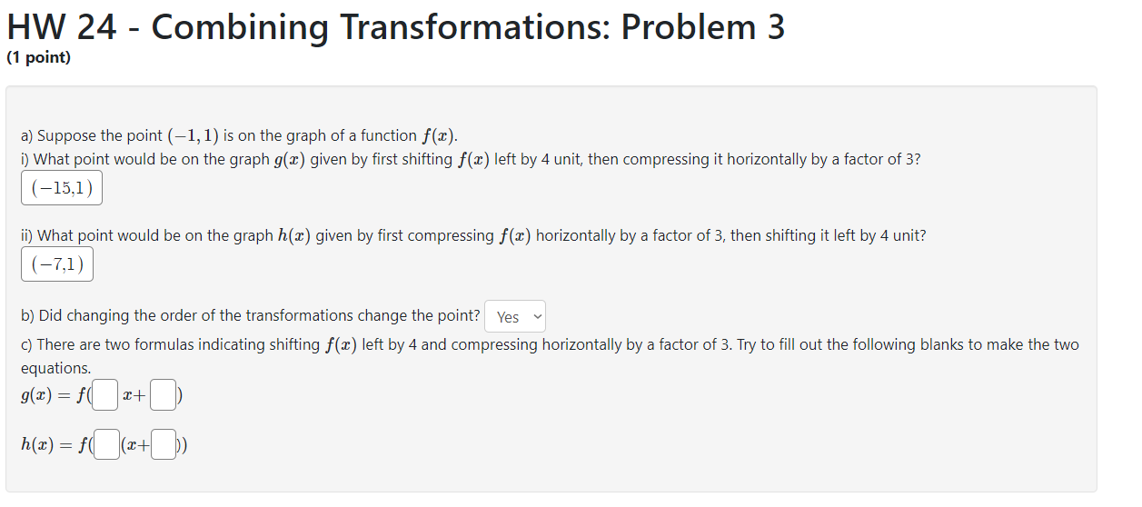 Solved HW 24 - Combining Transformations: Problem 3 (1 | Chegg.com