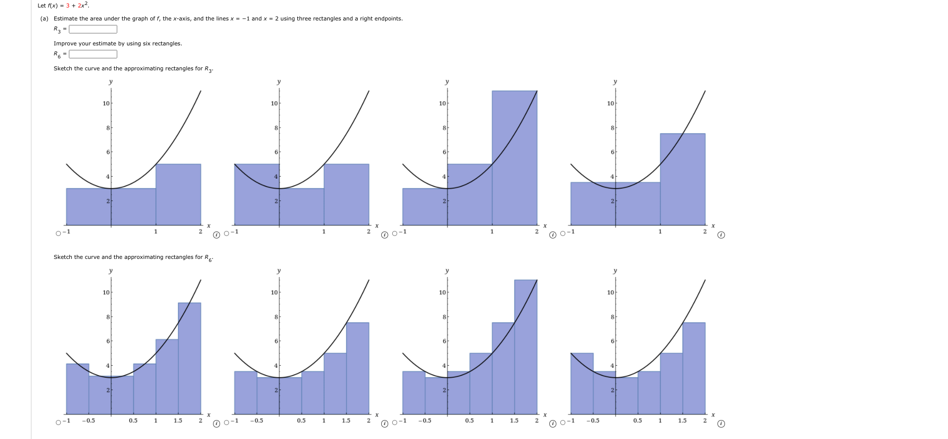 Solved Let f(x) = 3 + 2x2 (a) Estimate the area under the | Chegg.com