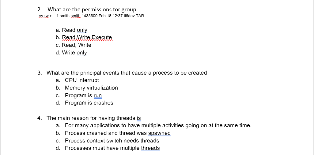 Solved 2. What are the permissions for group -ryw-rw-r--. 1 | Chegg.com