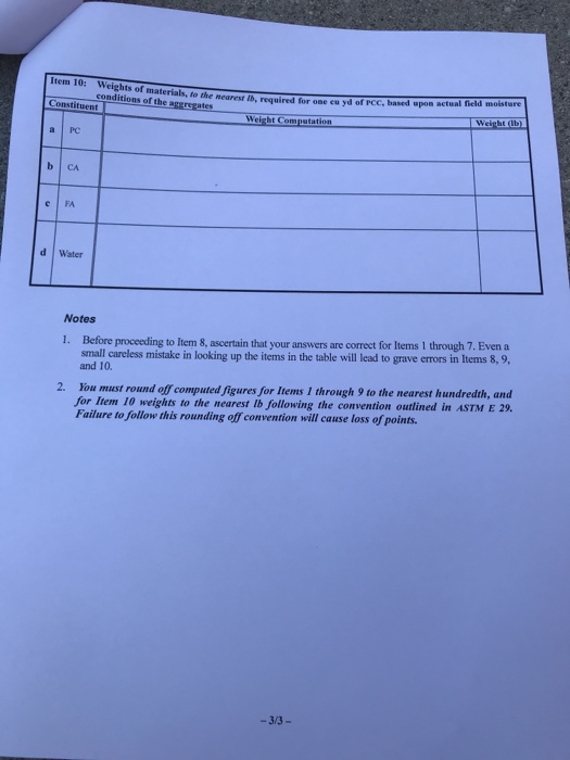 Solved ACI Method of PCC Mix Design Tables Table 1 | Chegg.com