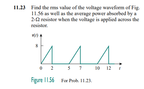 Solved 23 Find the rms value of the voltage waveform of Fig. | Chegg.com