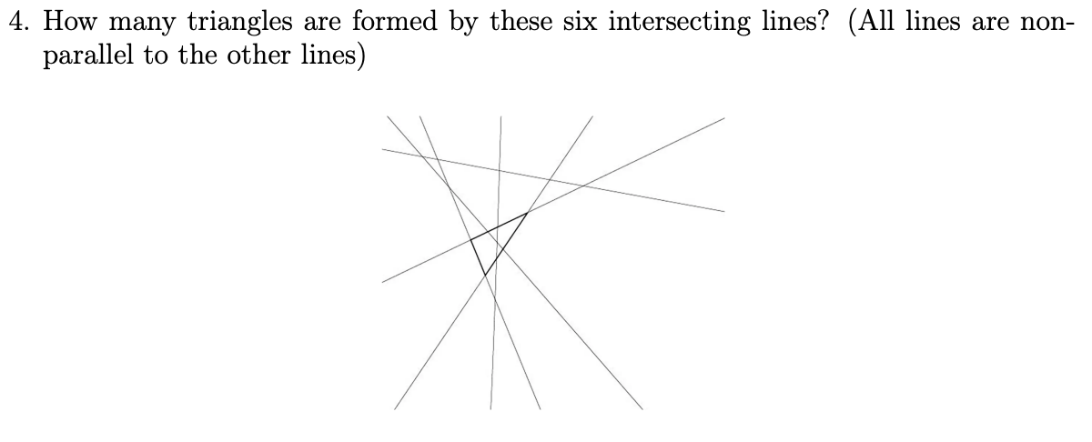 Solved How many triangles are formed by these six | Chegg.com