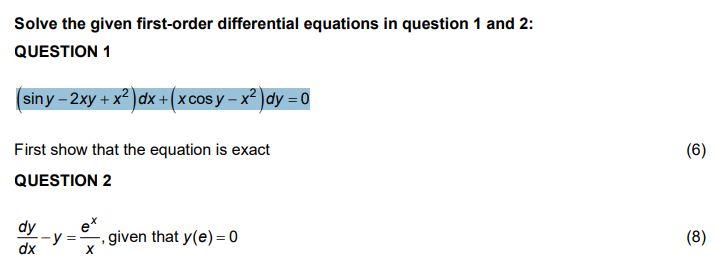 Solved Solve the given first-order differential equations in | Chegg.com