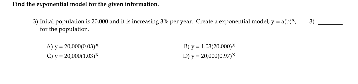 Solved Find the exponential model for the given information. | Chegg.com