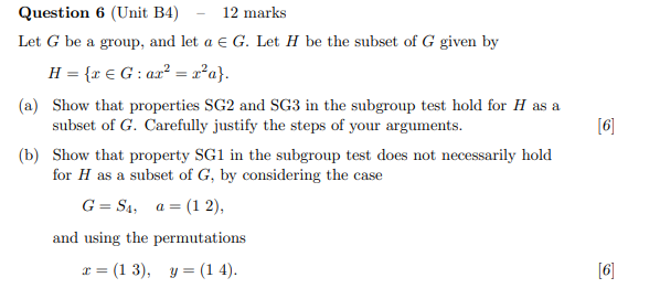 Solved Let G be a group, and let a∈G. Let H be the subset of | Chegg.com