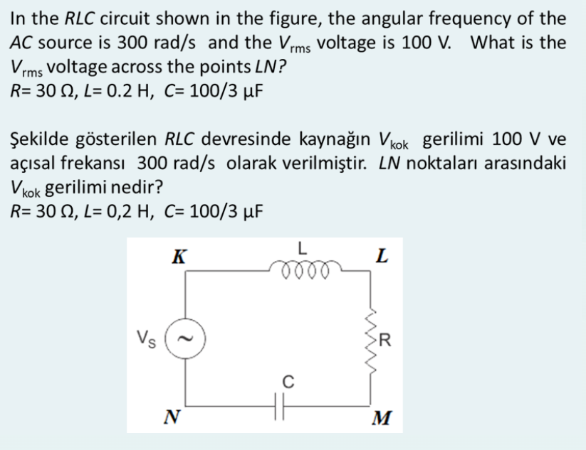 Solved In the RLC circuit shown in the figure, the angular | Chegg.com